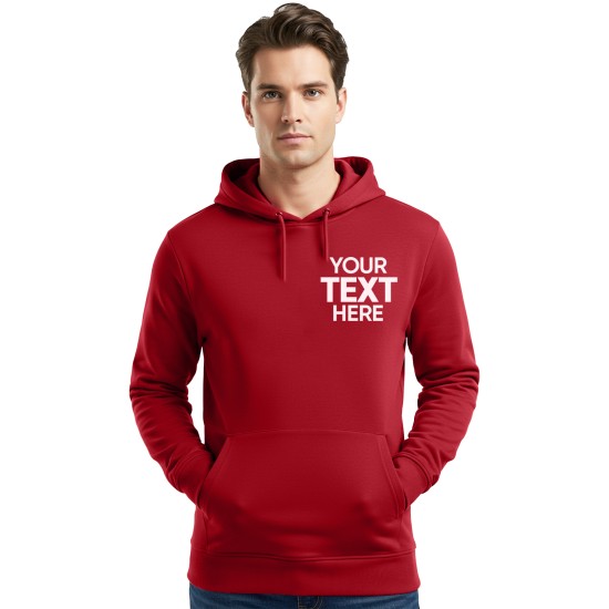 Personalised Custom Printed Front Left Chest Text Hoodie Customised ...
