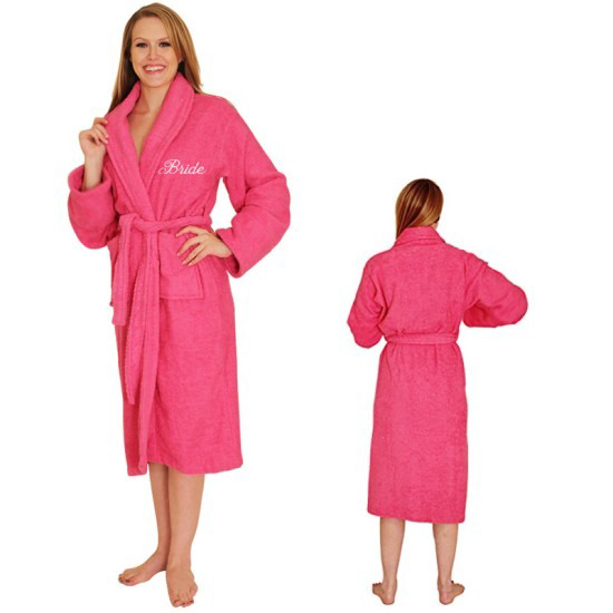 Custom TEXT Embroidery on FRONT TERRY Robe | Personalised Bathrobes UK