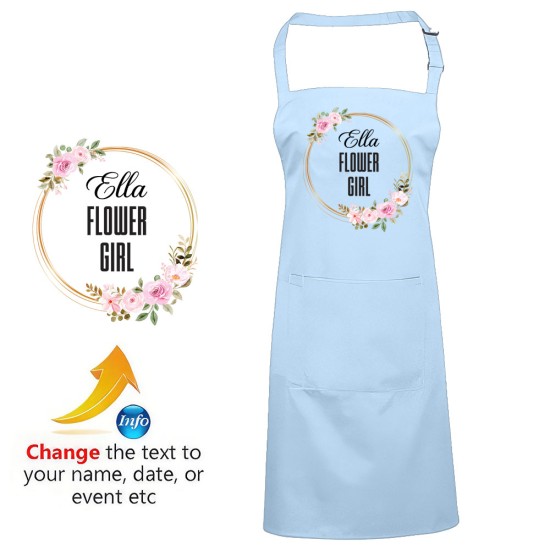 Customised Flower Girl With Custom Name Floral Circle Adult Unisex Apron